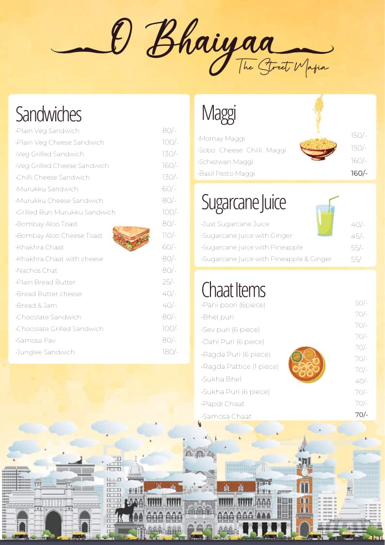 Menu of O Bhaiyaa, Powai, Mumbai