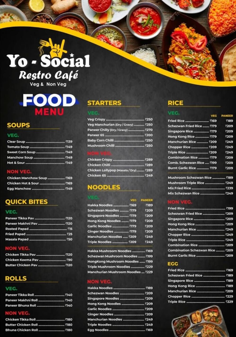 Menu of Yo Social Cafe, Malad West, Mumbai