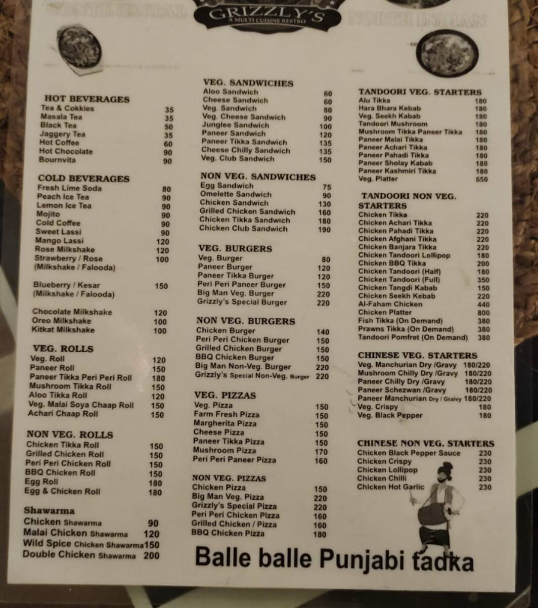 Menu of Bajrangi Chole Kulche, Vile Parle East, Mumbai