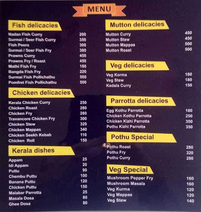 Menu of Mama Koyz, Dhanori, Pune