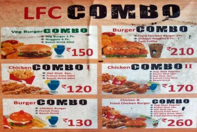 Menu at LFC, Coimbatore, Opposite Mega Mart