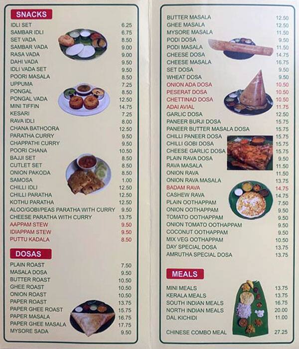 Menu at Al Nahda Amrutha Restaurant, Sharjah, G Floor