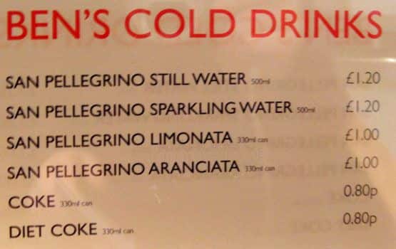 Menu at Ben's Cookies desserts, Edinburgh