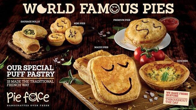 Menu at Pie Face cafe, Mascot, Sydney Airport