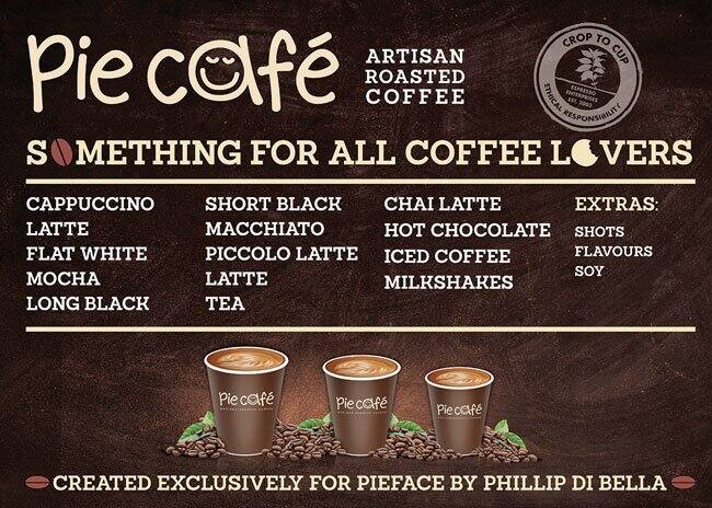 Menu at Pie Face restaurant, Sydney, 109 Pitt St