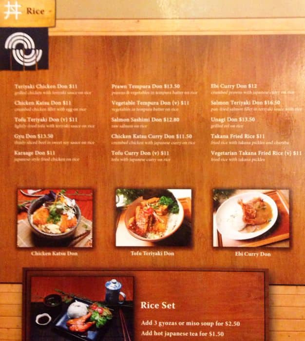 Menu at Ramen Ya restaurant, Melbourne, 108 Bourke St