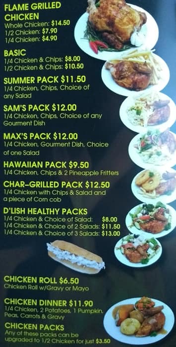 Menu at Chick'N D'lish restaurant, Hallam