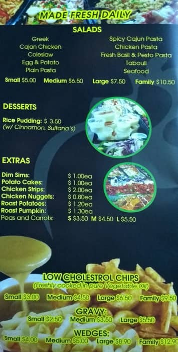 Menu at Chick'N D'lish restaurant, Hallam