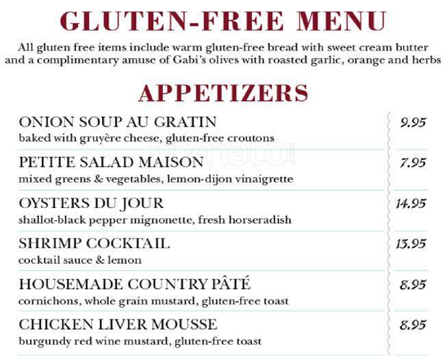 Menu at Mon Ami Gabi restaurant, Oak Brook, 260 Oakbrook Center