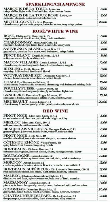 Menu at Mon Ami Gabi restaurant, Oak Brook, 260 Oakbrook Center