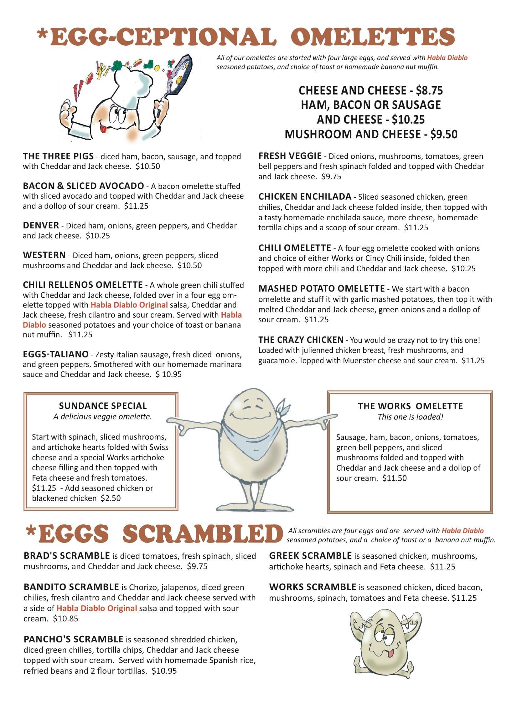 Menu at Egg Works restaurant, Las Vegas, E Sunset Rd