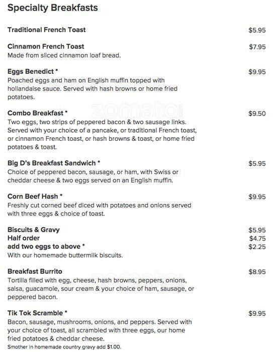 Menu at Tik Tok Restaurant and Bar Division, Portland, SE Division St