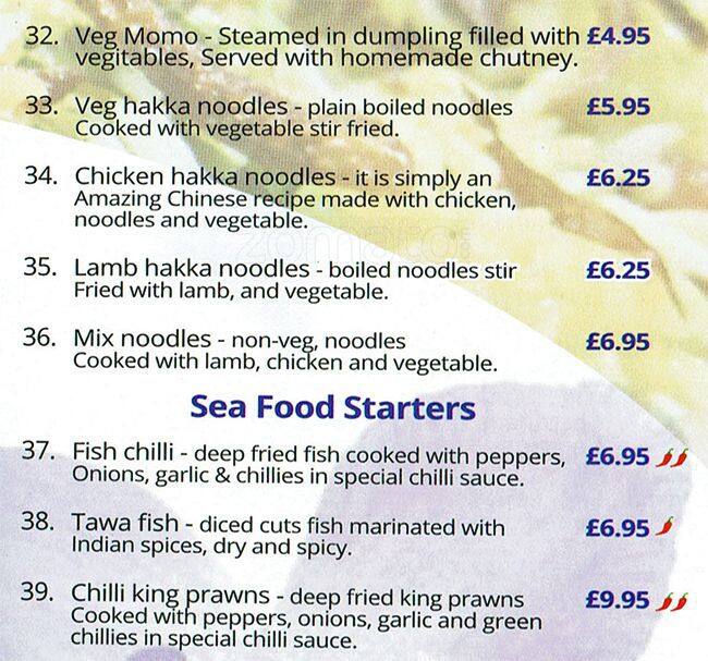 Menu at Blue Orchid Restaurant and Bar, Northolt, 500 Ruislip Rd