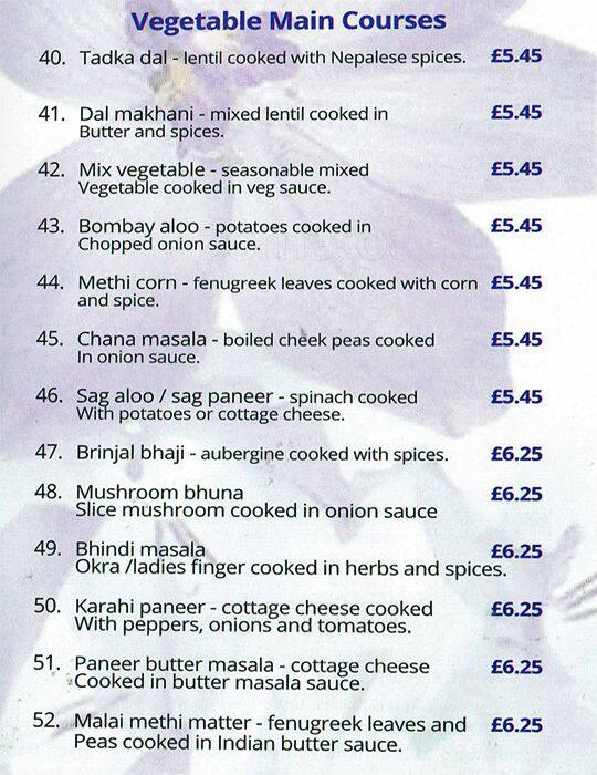 Menu at Blue Orchid Restaurant and Bar, Northolt, 500 Ruislip Rd