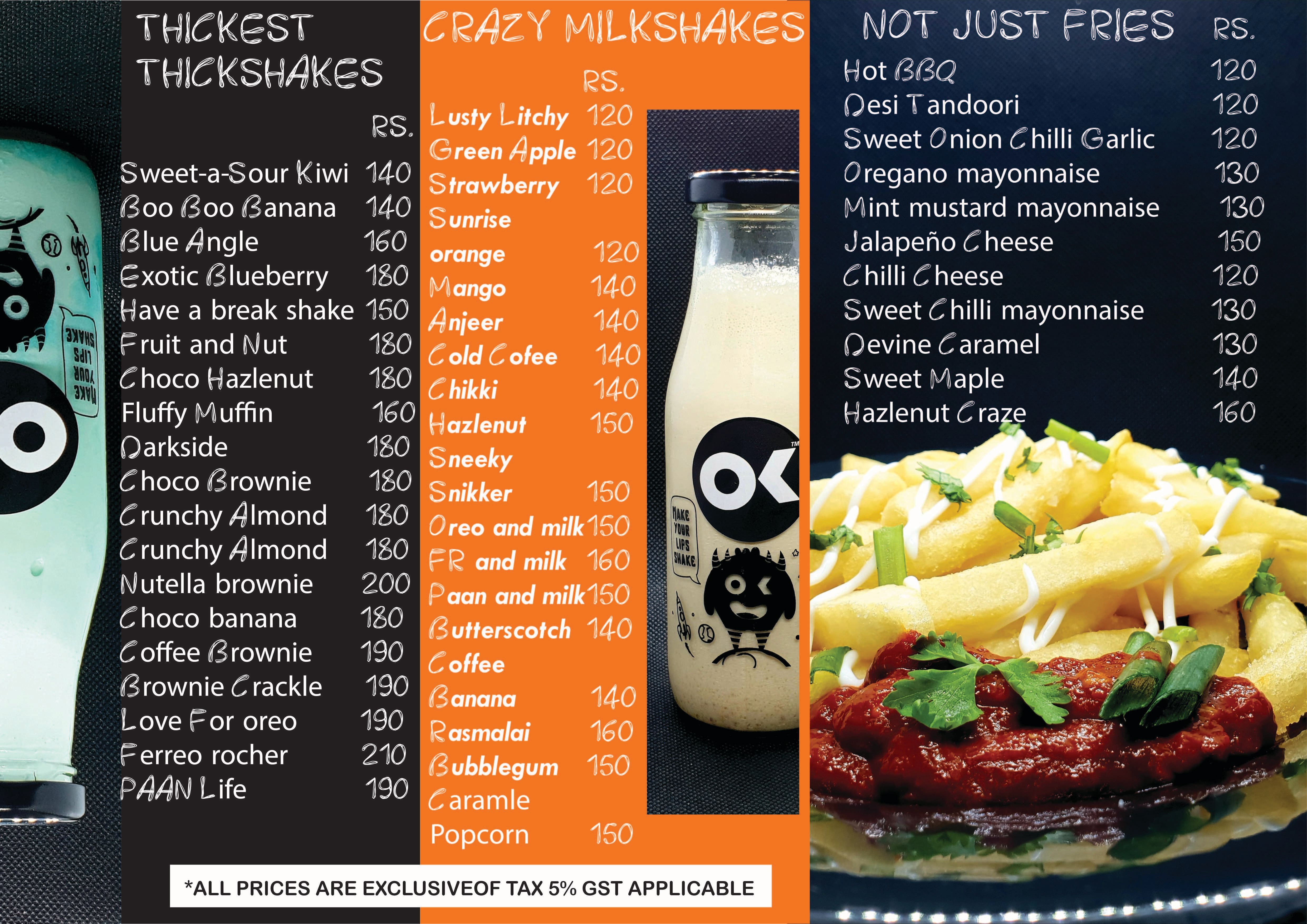 Menu of Zero Kelvin, Brookefield, Bangalore