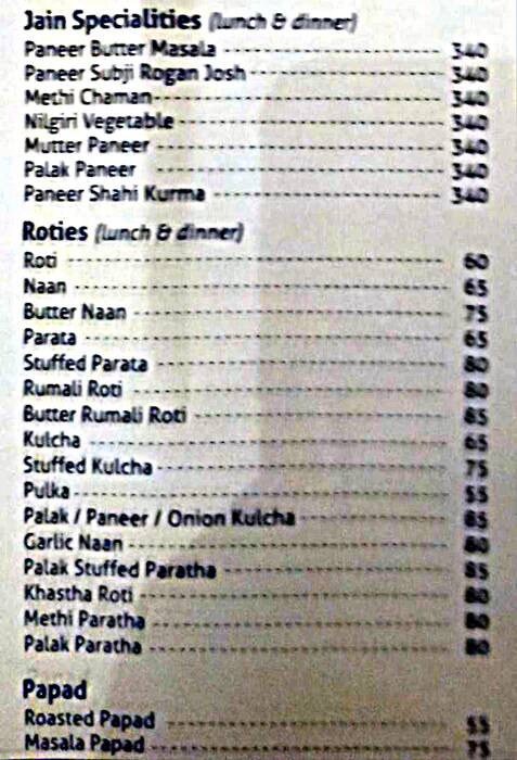 Menu at Chutneys, Hyderabad, Abid’s Main Road