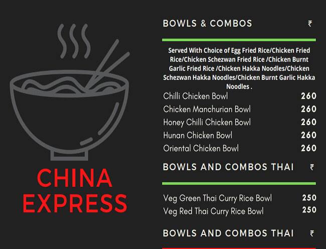 Menu of China Express, Baner, Pune
