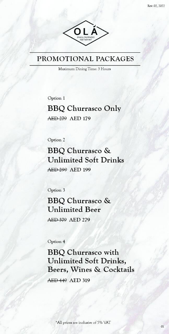 Menu of Ola Brasil Restaurant, Al Gharbia, Abu Dhabi