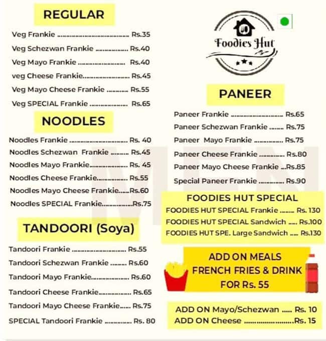 Menu of Foodies Hut, Mira Road, Mumbai