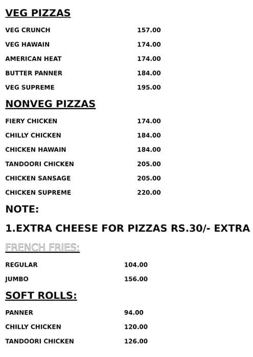 Menu at Red Cherry Bakers & Restaurant, Visakhapatnam, Gajuwaka