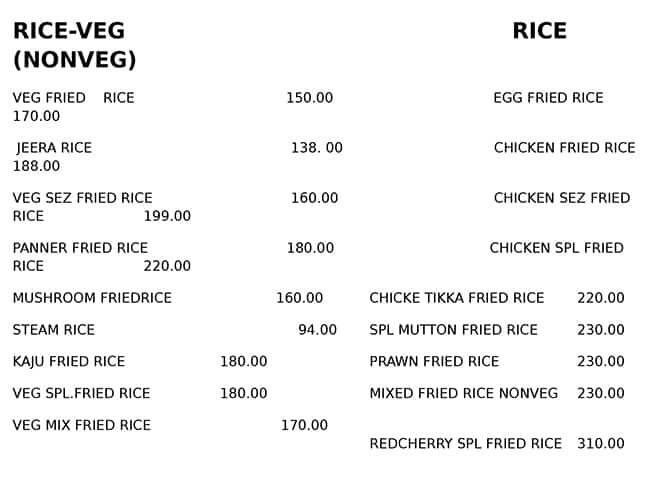 Menu at Red Cherry Bakers & Restaurant, Visakhapatnam, Gajuwaka