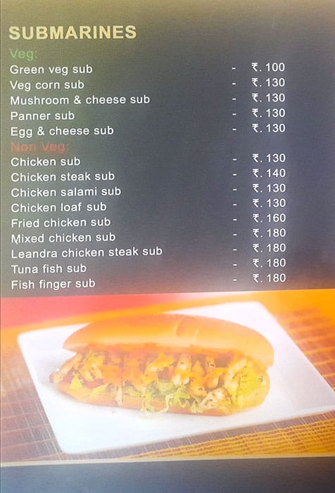 Menu at Le' andra, Coimbatore, Mayflower Sakthi Garden