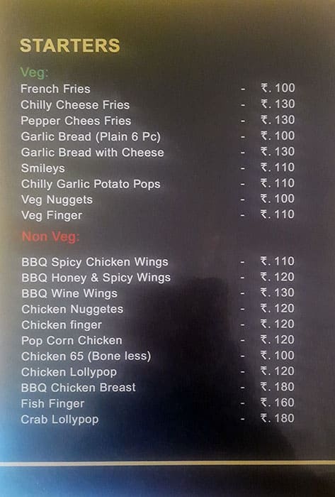 Menu at Le' andra, Coimbatore, Mayflower Sakthi Garden