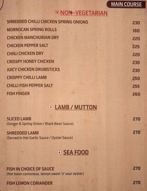 Menu at Moti Mahal Delux, Varanasi