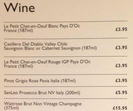 Menu at Place To Eat cafe, London, John Lewis Upper Level