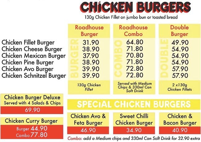 Menu at Burger Box restaurant, Krugersdorp
