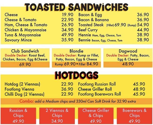 Menu at Burger Box Roadhouse restaurant, Benoni