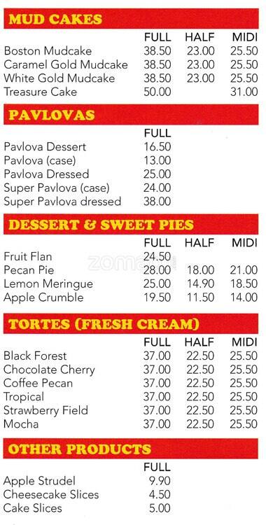 Menu at The Cheesecake Shop desserts, Hamilton, 700 Victoria St