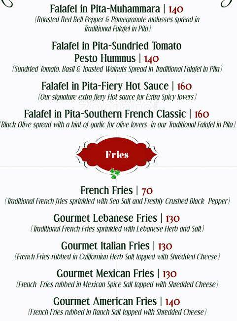 Menu at falafel express, Ahmedabad, Airport