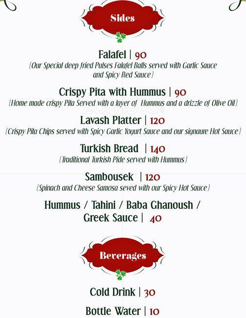 Menu at falafel express, Ahmedabad, Airport