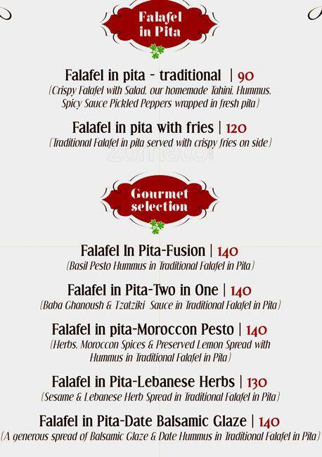 Menu at falafel express, Ahmedabad, Airport