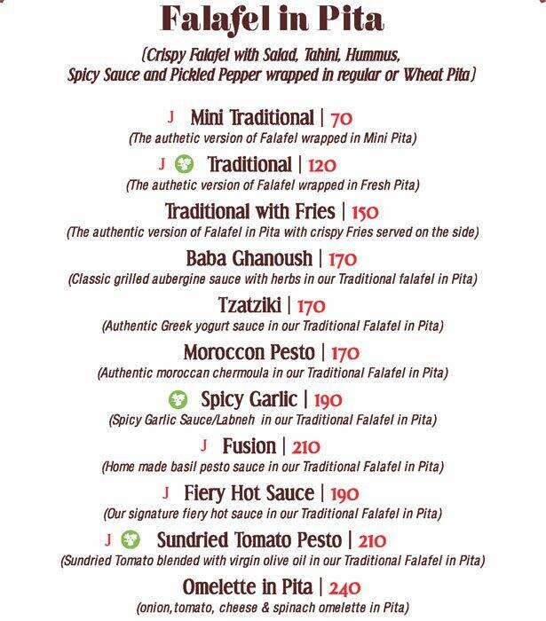 Menu at Falafel Express, Ahmedabad, Sg Highway