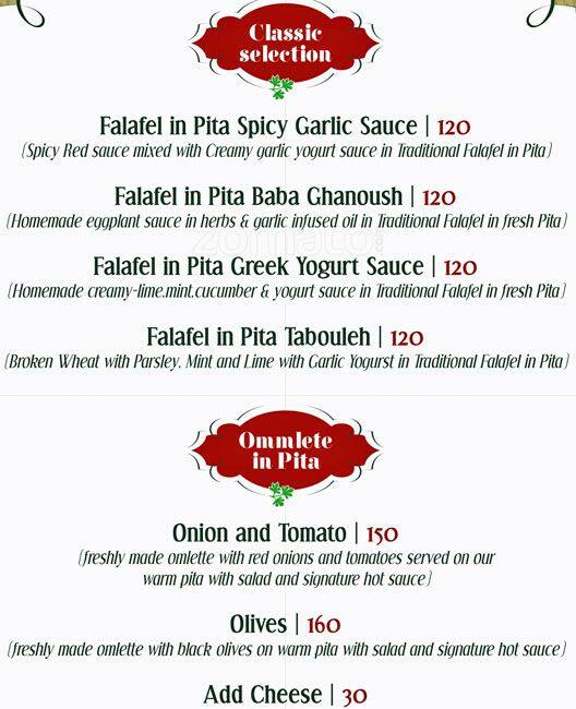 Menu at falafel express, Ahmedabad, Airport