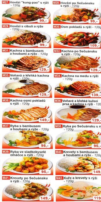 Menu at Čínská Restaurace restaurant, Prague, Újezd