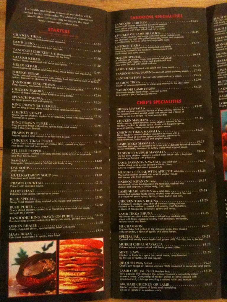 Menu at Ruhi Balti House restaurant, Birkenhead
