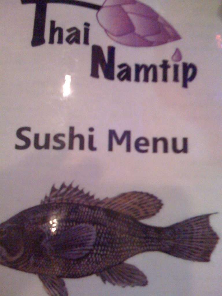 Menu at Thai Namtip restaurant, Cincinnati