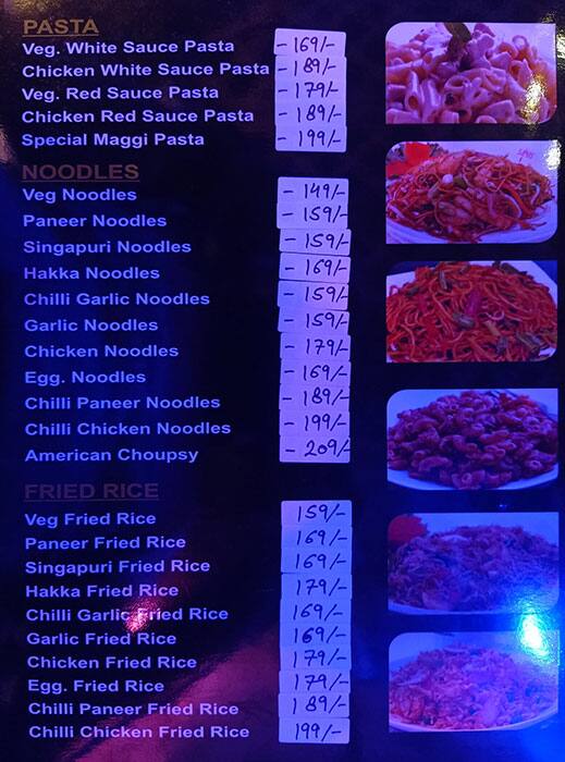 Menu at Singer's Lounge, Kanpur