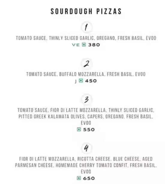 Menu of Si Nonna's - The Original Sourdough Pizza, Vashi, Navi Mumbai