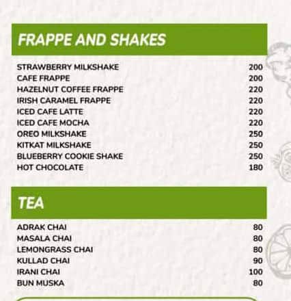 Menu of Mini's Cafe, Baner, Pune