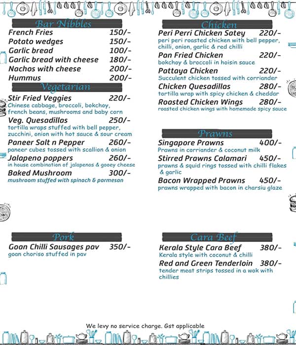 Menu at The Den, Mumbai, Ground Floor