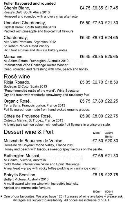 Menu at Queen Adelaide pub & bar, London, 35 Putney Bridge Road