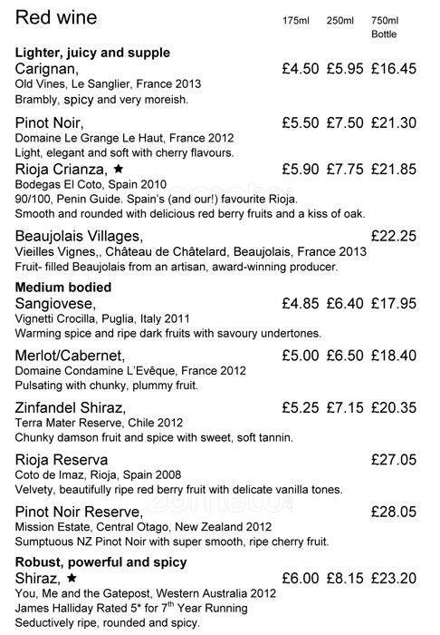 Menu at Queen Adelaide pub & bar, London, 35 Putney Bridge Road