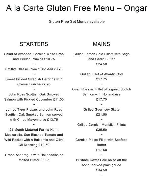 Menu at Smiths of Wapping restaurant, London, 22 Wapping High St