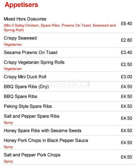 Menu at New Ming Chinese Restaurant, London