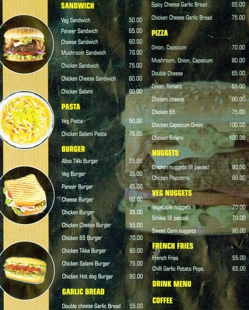 Menu at Youth Cafe, Gurugram