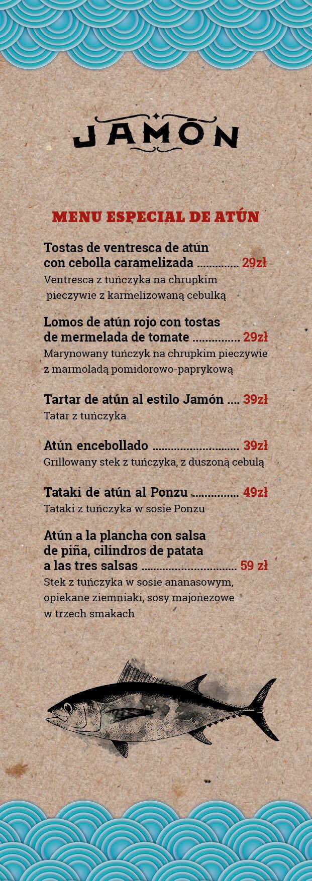 Menu at Jamon pub & bar, Warsaw